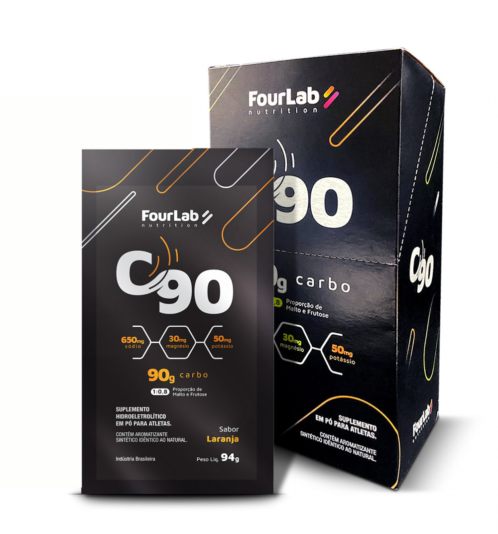 C90 FourLab - Display com 5 sachês 94g - Fourlab Nutrition
