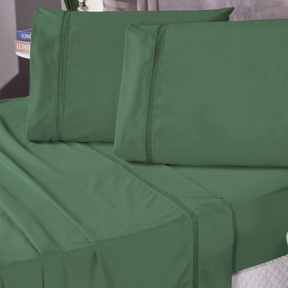 Jogo de Cama Lençol Ponto Infinity Casal Padrão 4 Peças Percal 400 Fios ...
