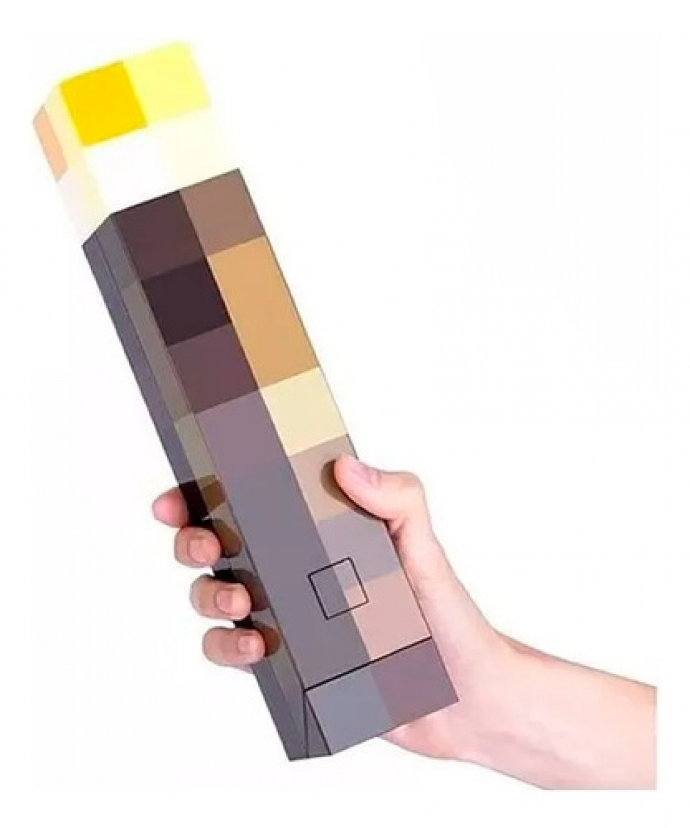 Luminária Minecraft Led Rgb Recarregavel Brownstone Tocha - Ecomnomix