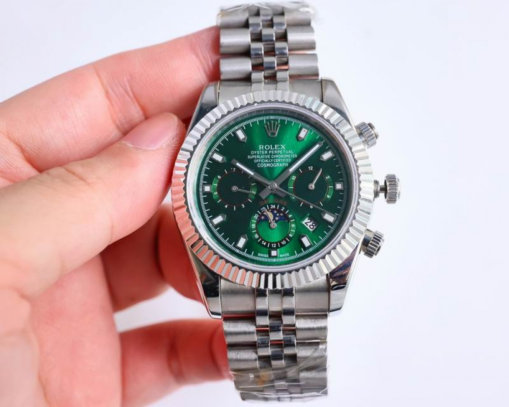 Relógio Rolex Daytona Prata com fundo Verde - Glass Boutique