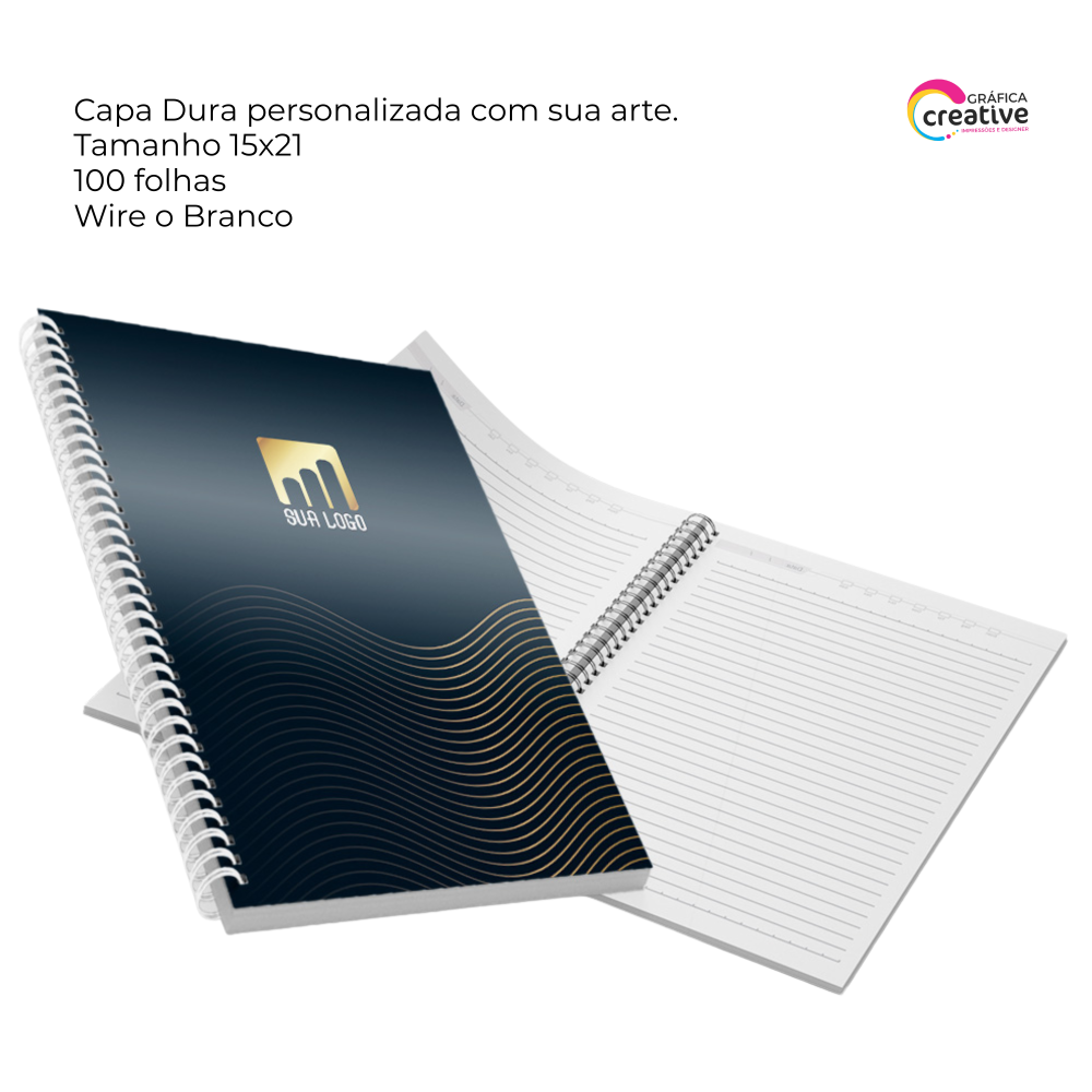 Cadernos Capa Dura Personalizada - 10 unid - Gráfica Creative