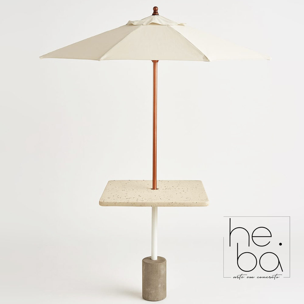 Mesa Aurora em Granilite com Furo Central para Ombrelone - Heba Concreto