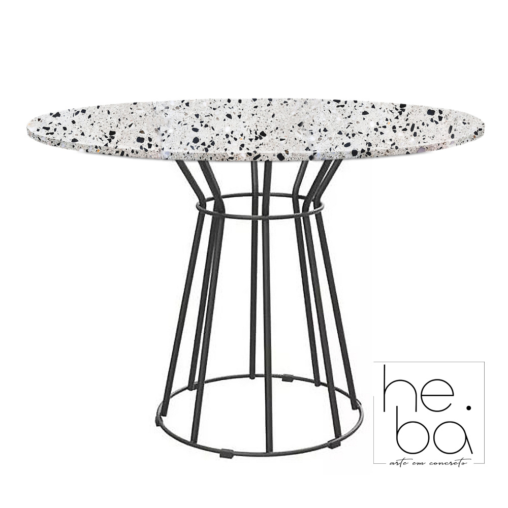 Tampo De Mesa Granilite Redonda 100cm Concreto Granilite - Heba Concreto