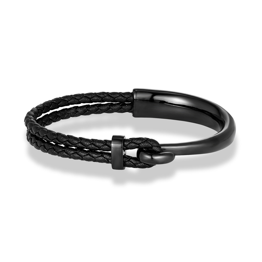 Pulseira Elite All Black em Couro e Aço Inoxidável - Heritage Wear
