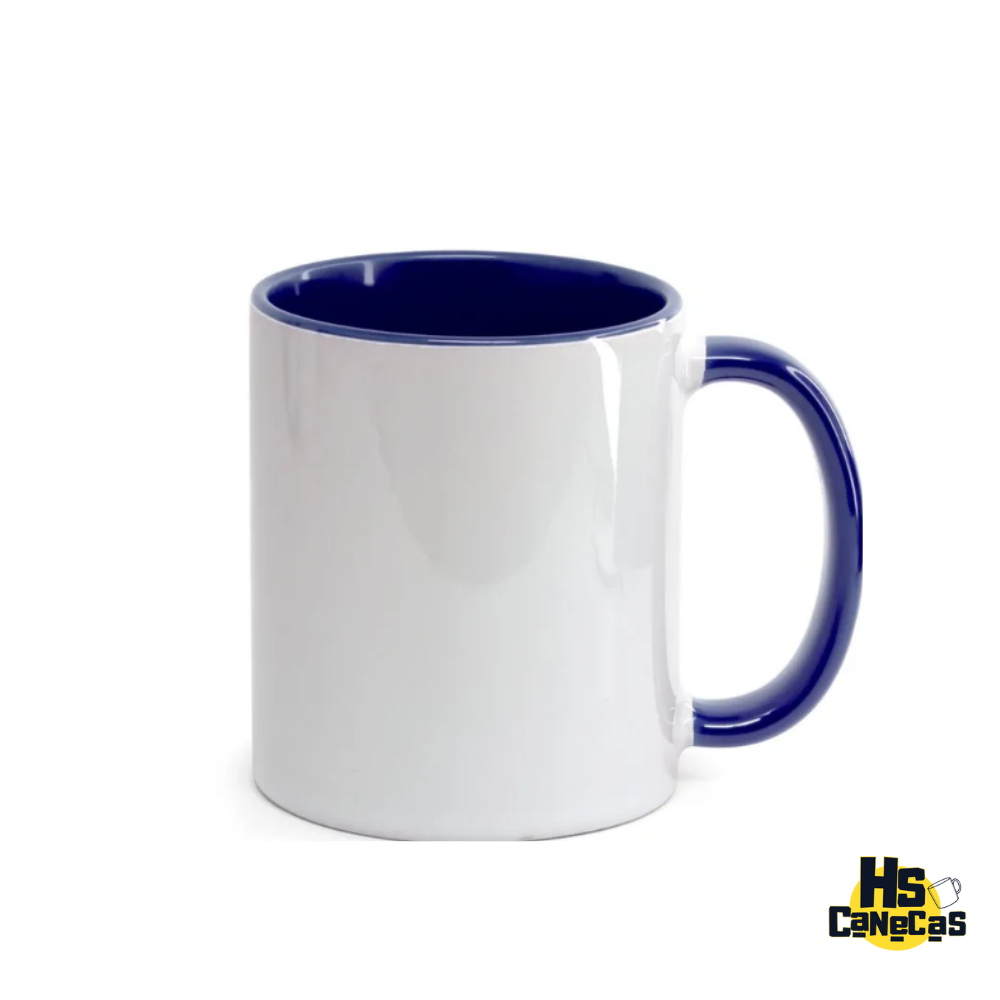 Caneca tradicional alça/ interior azul escuro - HS Canecas