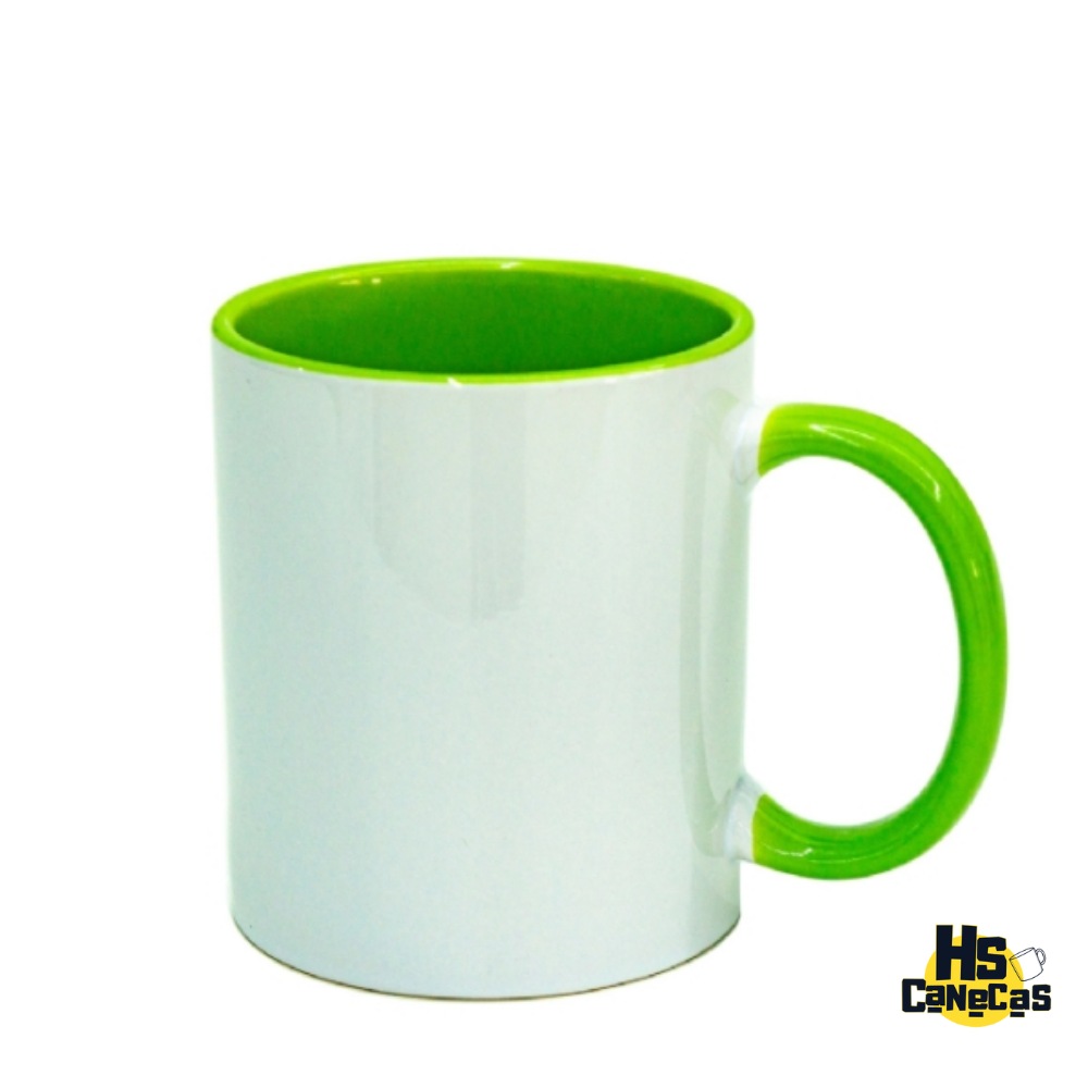 Caneca tradicional alça/ interior verde claro - HS Canecas