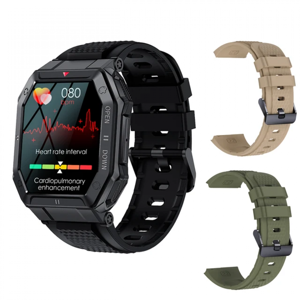 Smartwatch Relógio Militar + 2 Pulseiras Anti Chock Preto - Hype Loja ...