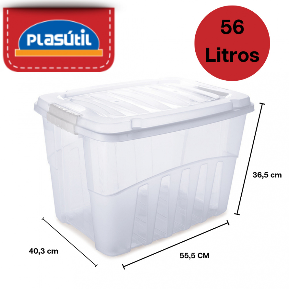 Caixa Organizadora Transparente Plasutil Gran Box Alta Varios Tamanhos ...