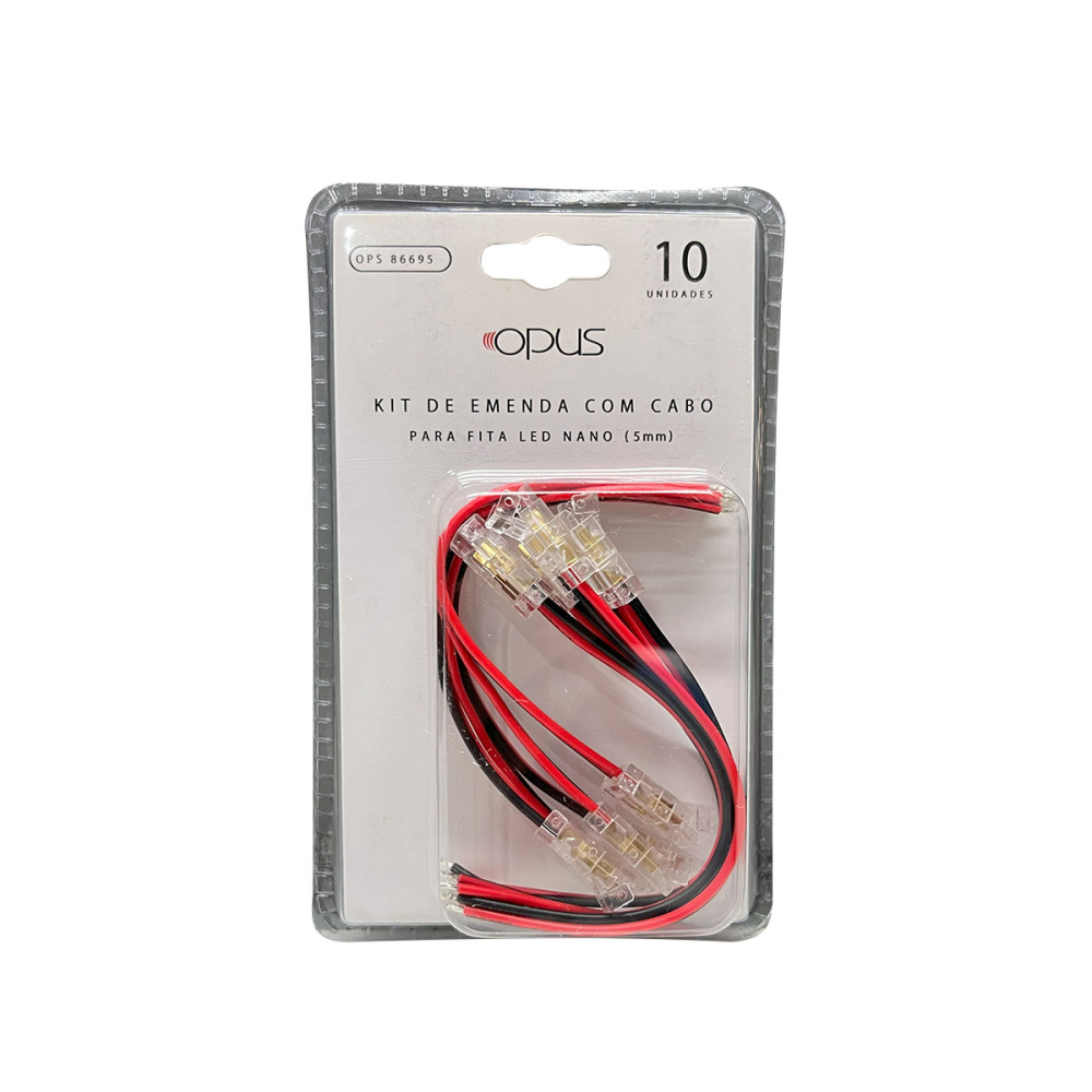 Kit 10 Emenda com Cabo para Fita Led Nano Largura 5mm - Opus - 86695 ...