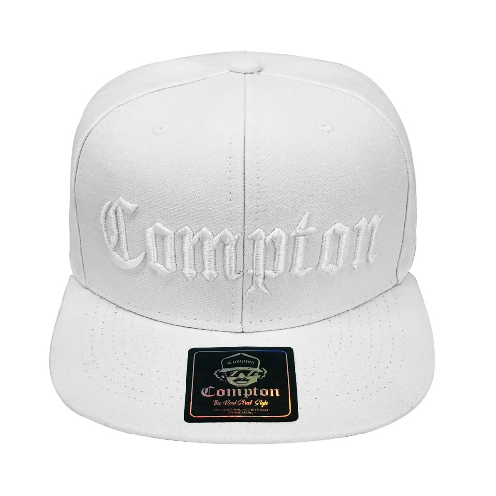 Boné Compton Clássico Aba Reta Branco - Império Negro