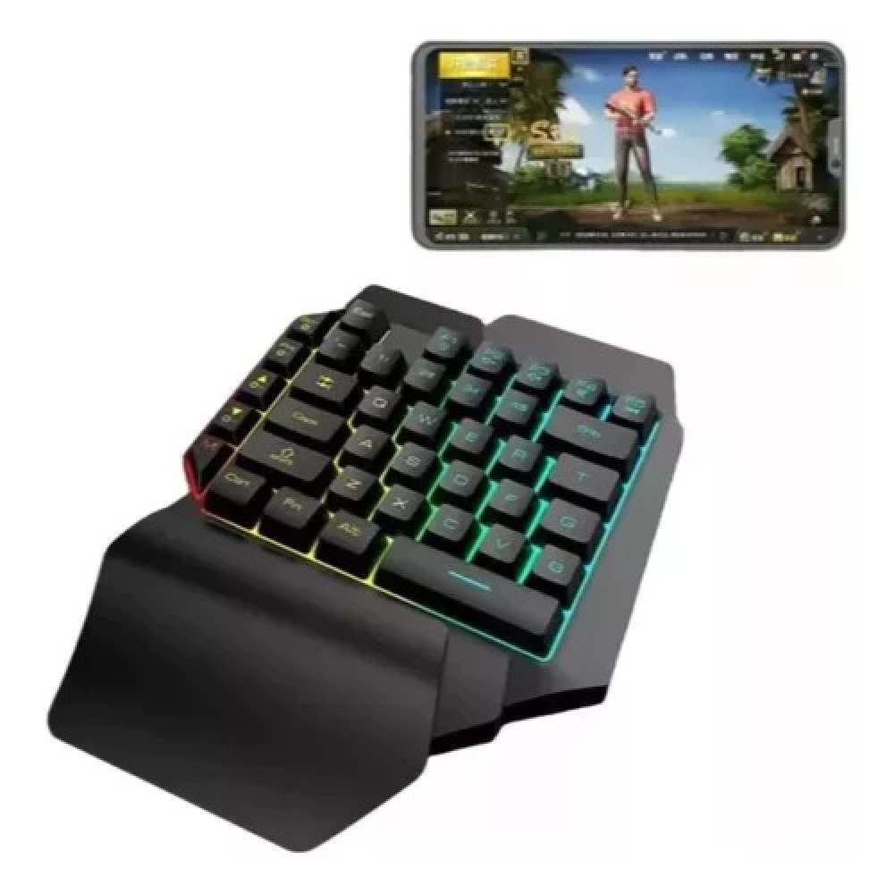 Teclado Gamer de uma mão, retro iluminado, semi mecânico, USB, ideal ...