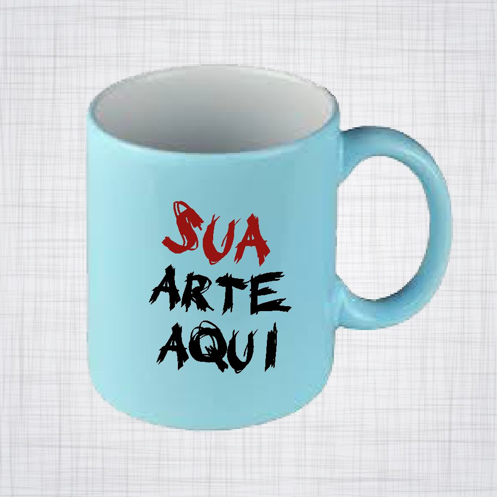 Caneca Porcelana azul bebê 325 ml Personalizada - Irmãos Caneca