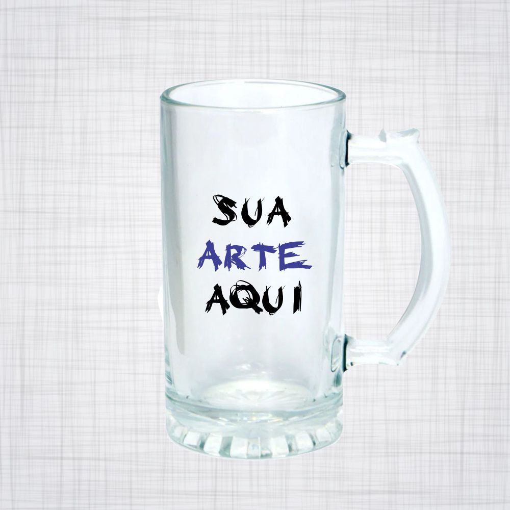 Caneca Vidro chopp transparente 500 ml personalizada - Irmãos Caneca