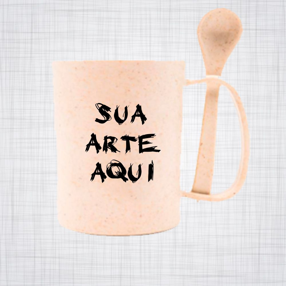 KIT 100 Canecas fibra de Bambu 350 ml ecológica personalizada - Irmãos Caneca