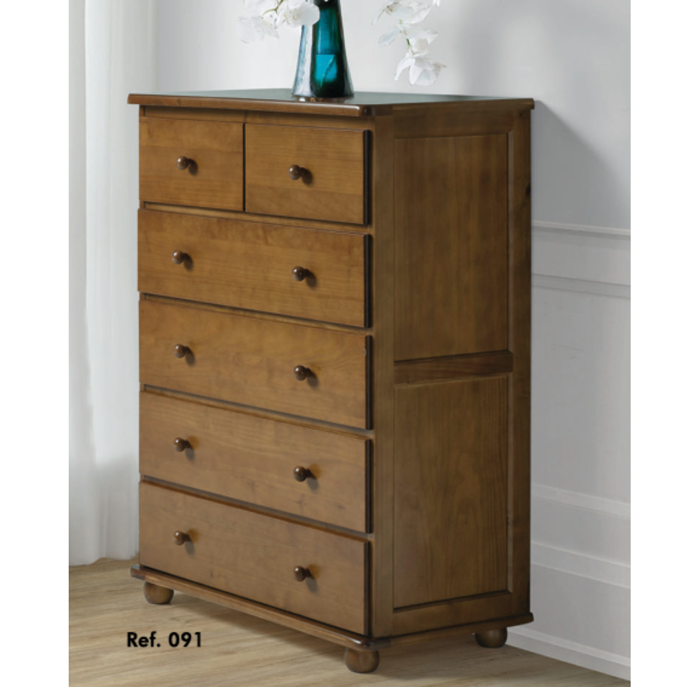 Cômoda Madeira Maciça Caribe 6 gav 091 0,80 lar x 1,20 alt x 0,46 prof ...