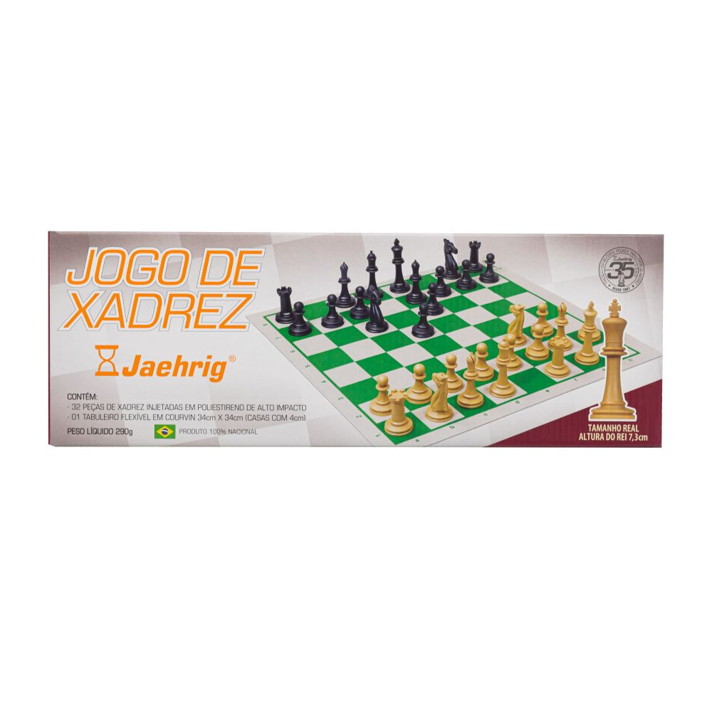 Jogo de Xadrez Básico Jaehrig + Tabuleiro Flexível em Courvim - SuperChess