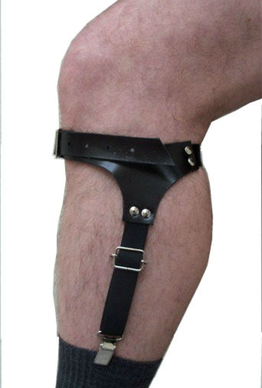 Liga masculina para meias (par) SU030 Couro Legitimo - Leather in Leather