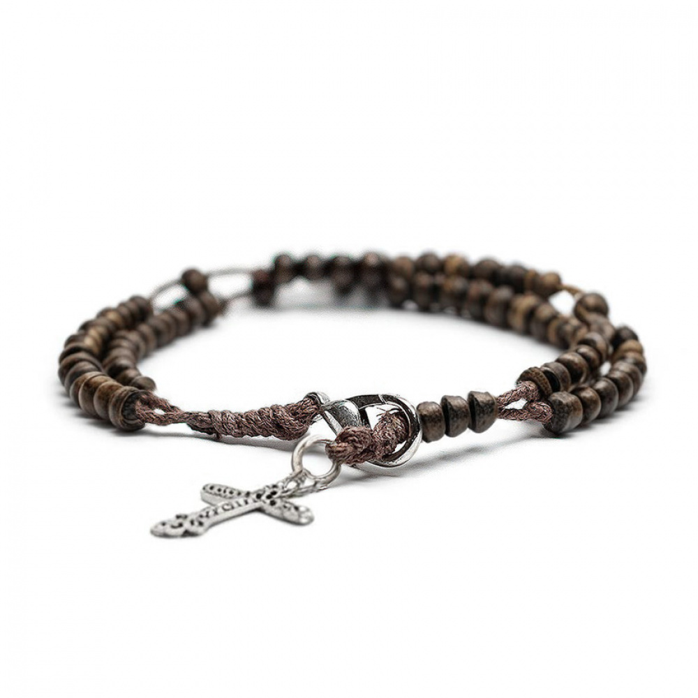 Pulseira Terço Masculina Feminina Pedra Madeira - Jowen - Site Oficial