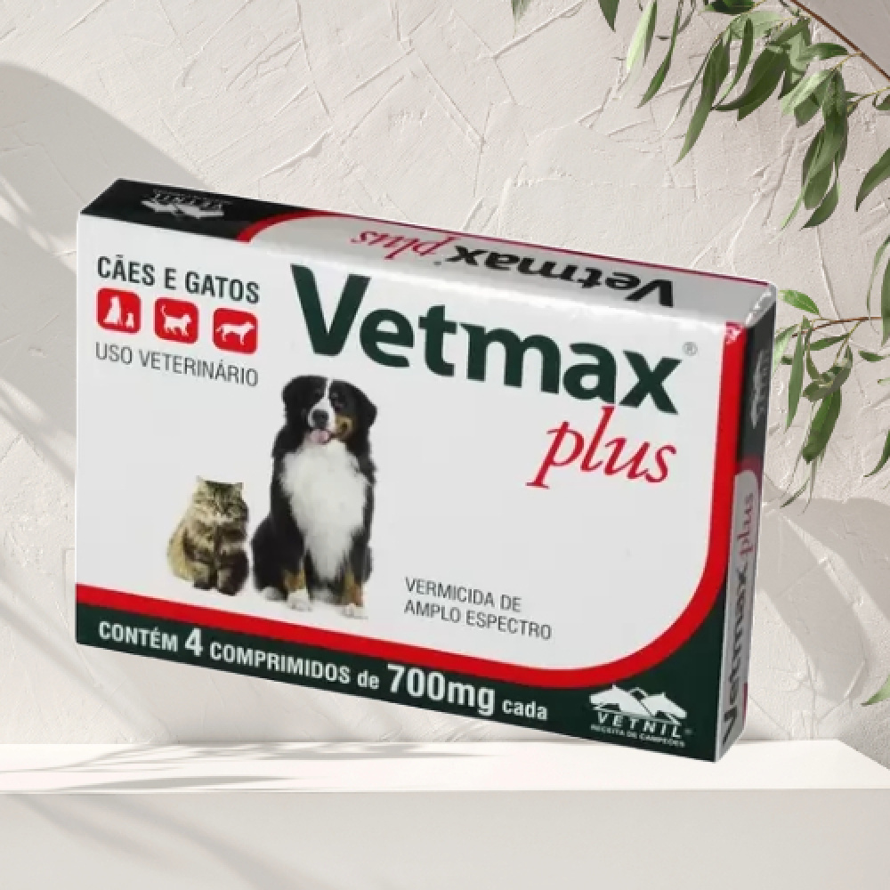 Vetmax Plus 4 Comprimidos Para Cachorros Cães e Gatos - Vetnil - Kão e ...