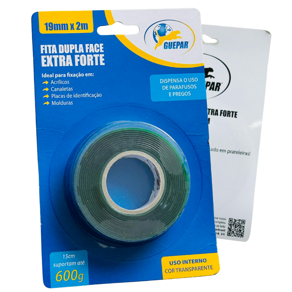 Fita Dupla face extra forte 19mmx2mt - Guepar - Kazza Pronta Equipamentos