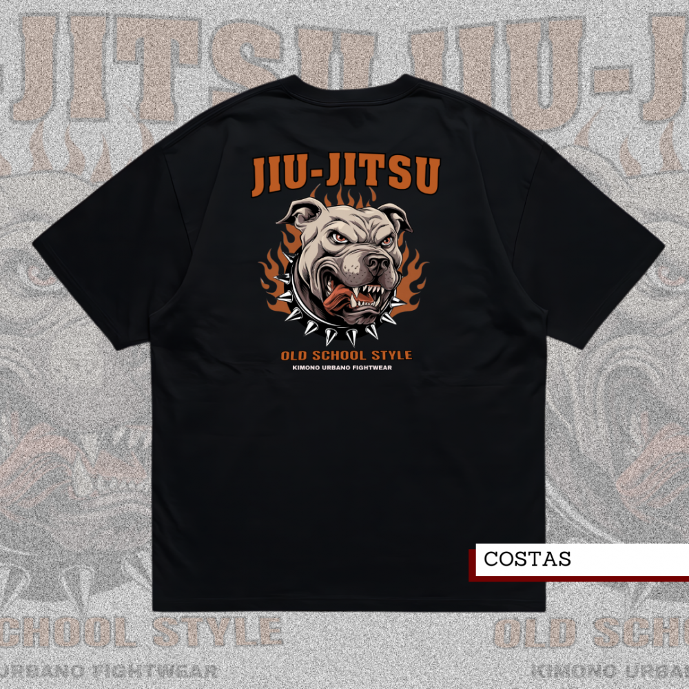 Camiseta Oversized Jiu-Jitsu Bulldog Old School Preta - Kimono Urbano ...
