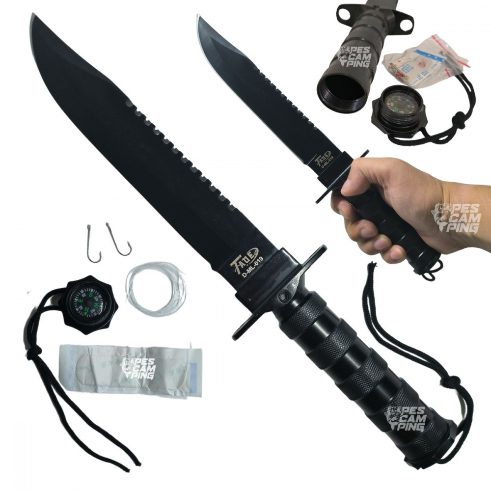 Faca Tática Militar Rambo Sobrevivência Acessórios Aço Inox - Kit Pesca ...