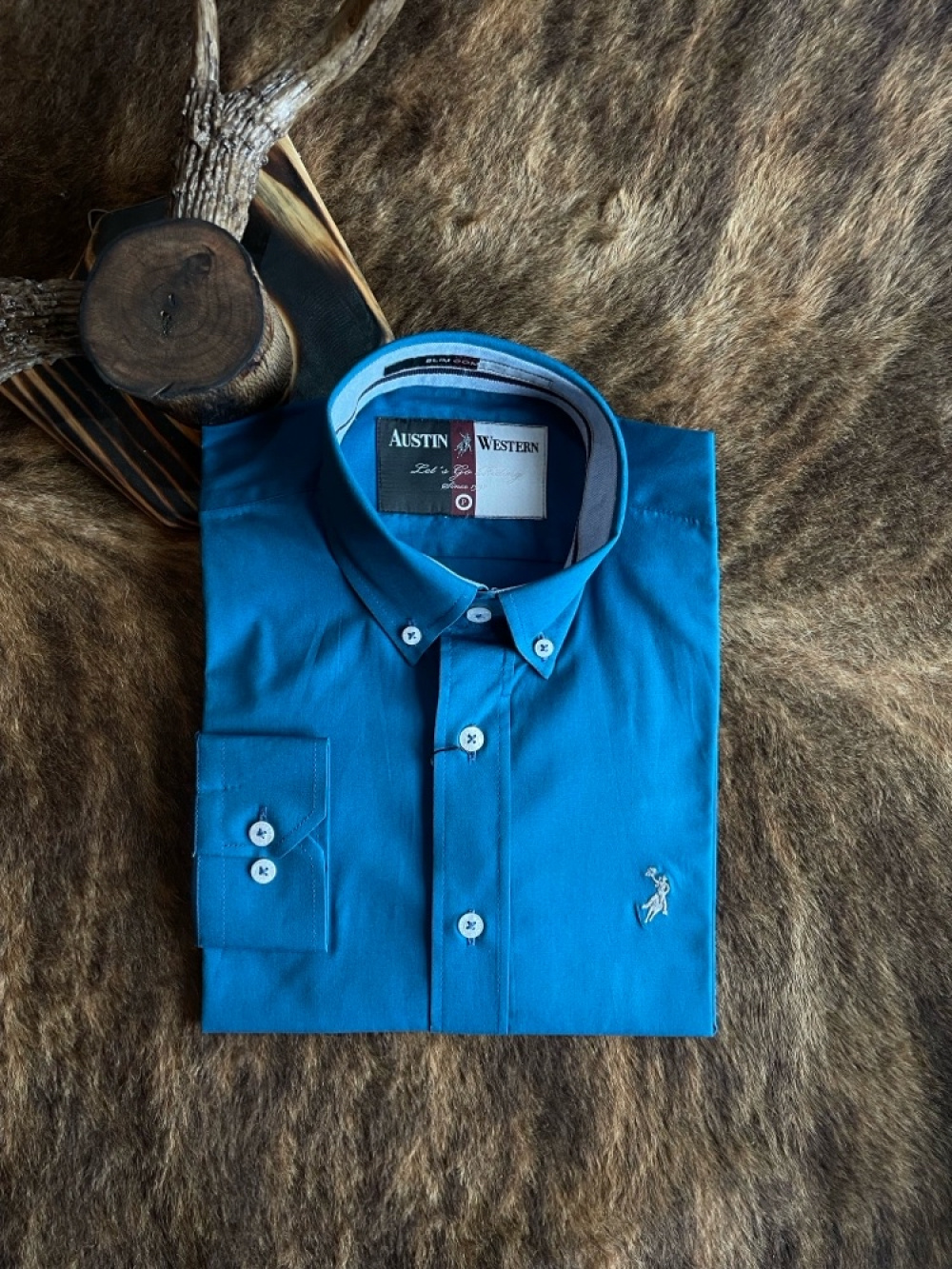 CAMISA AUSTIN WESTERN LISA ML AZUL PETROLEO - LANCY COUNTRY STORE