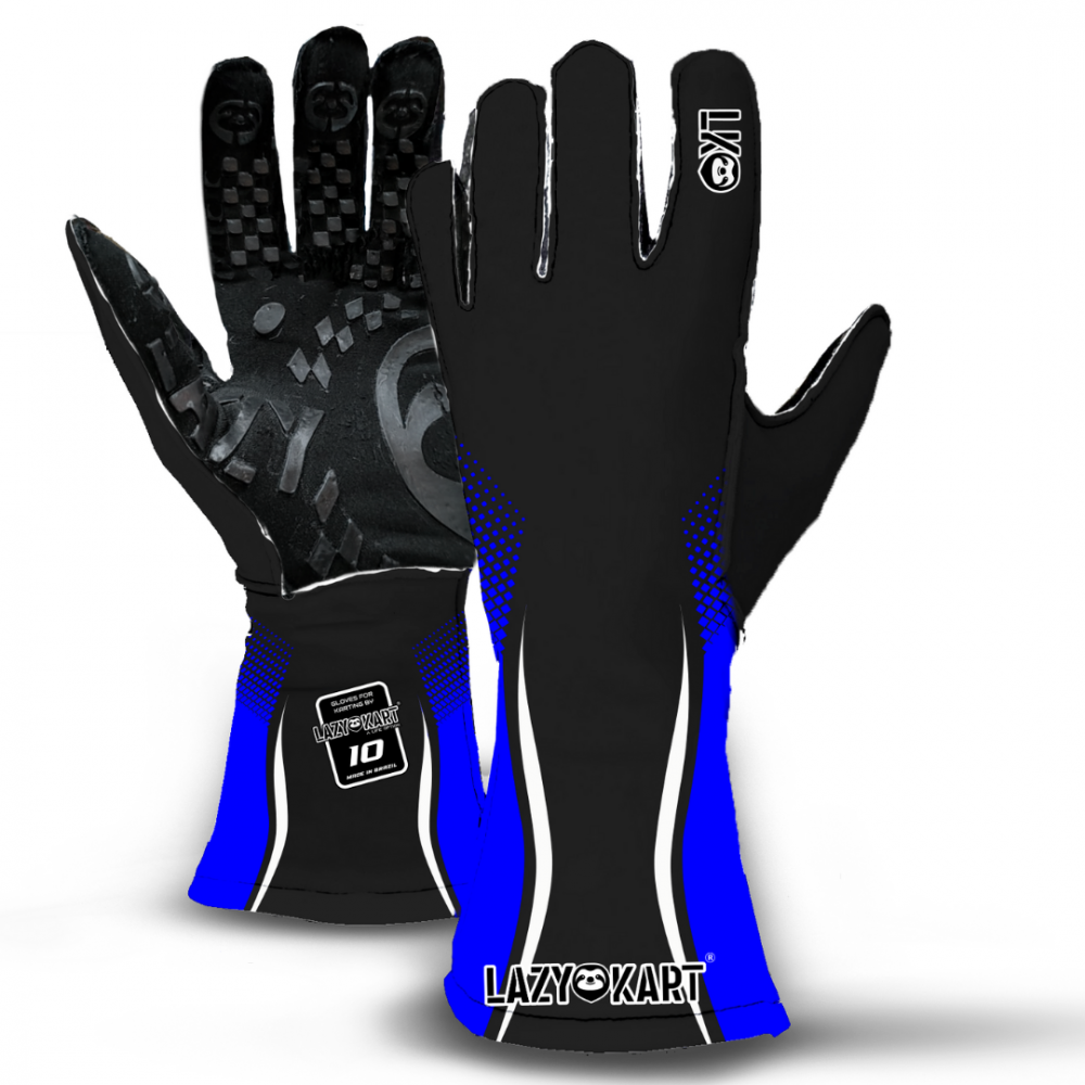 LUVA DE KART / LUVA PARA KART MOD. LAZY KART CURVE AZUL - LAZY KART
