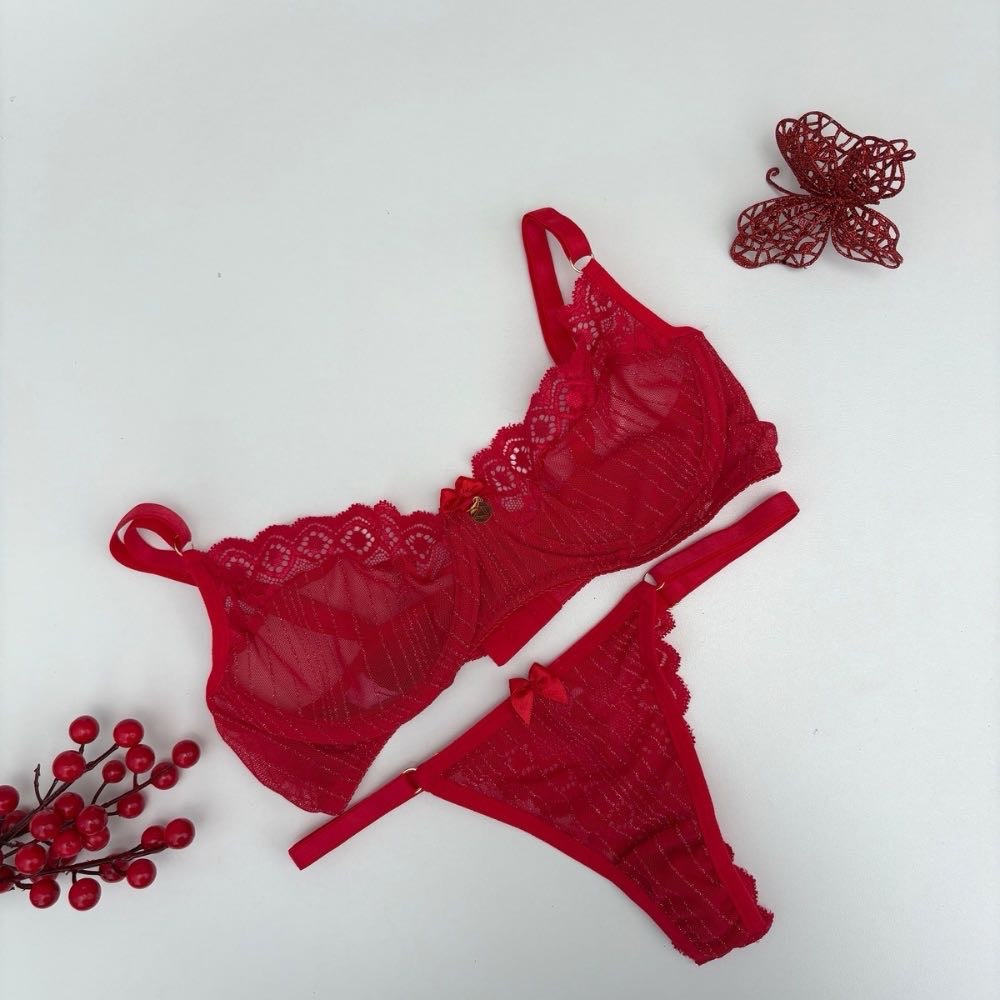 Conjunto Vermelho sem Bojo - Lelah Moda Íntima