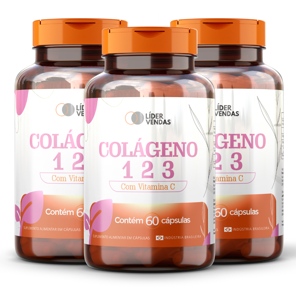 Colágeno Tipo 1, 2 e 3 500mg 60 capsulas kit com 3 potes - Pele Jovem ...