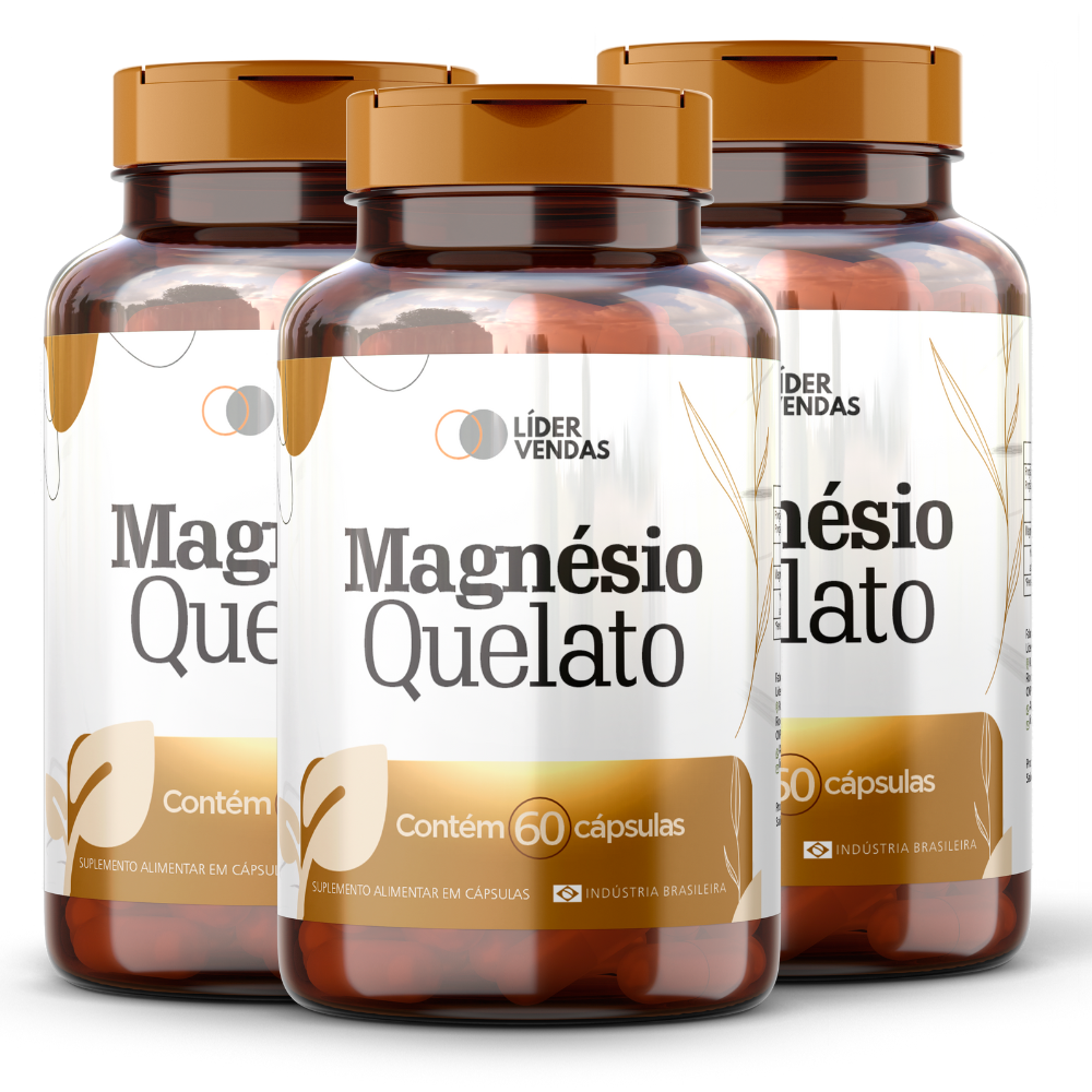Magnésio Quelato 500mg 60 capsulas kit com 3 potes - Alta Absorção Para ...