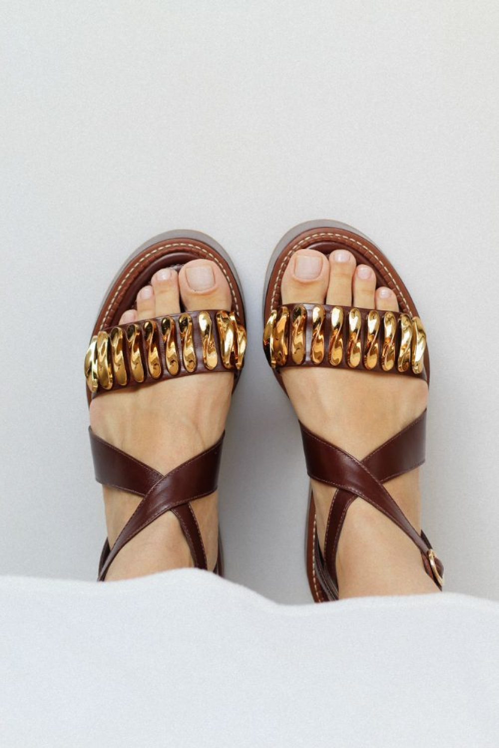 Flat form Giuli couro marrom rubi (Forma grande - leia a descrição ...