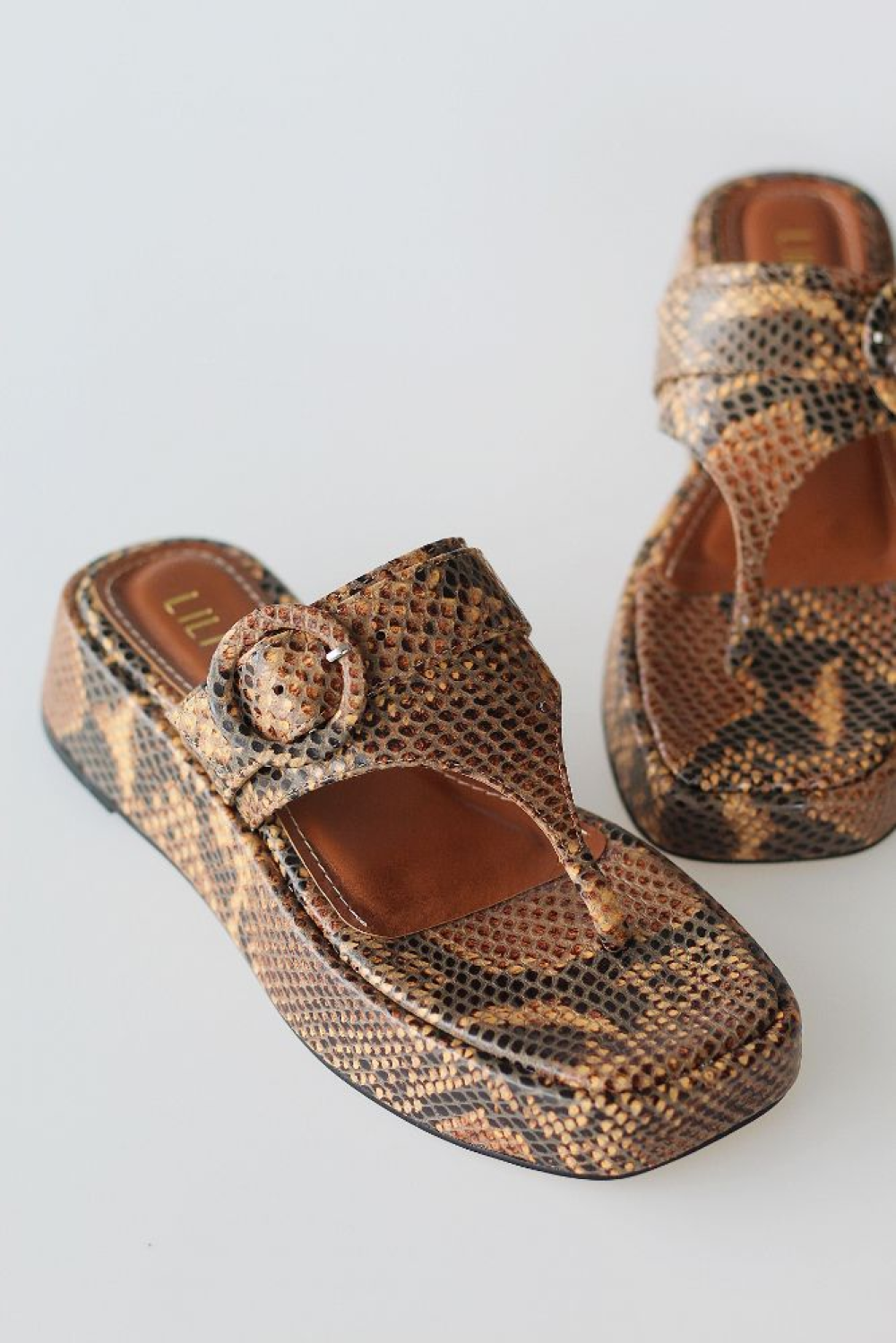 Flat slipper pitton camel (Extra conforto) - Lilit's shoes