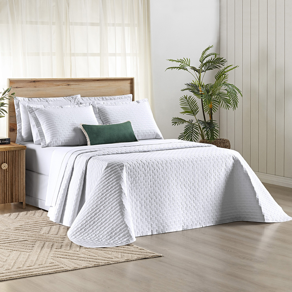 Kit Colcha Cobre Leito Casal 3 Peças 200 Fios Algodão Matelassê Bordado ...