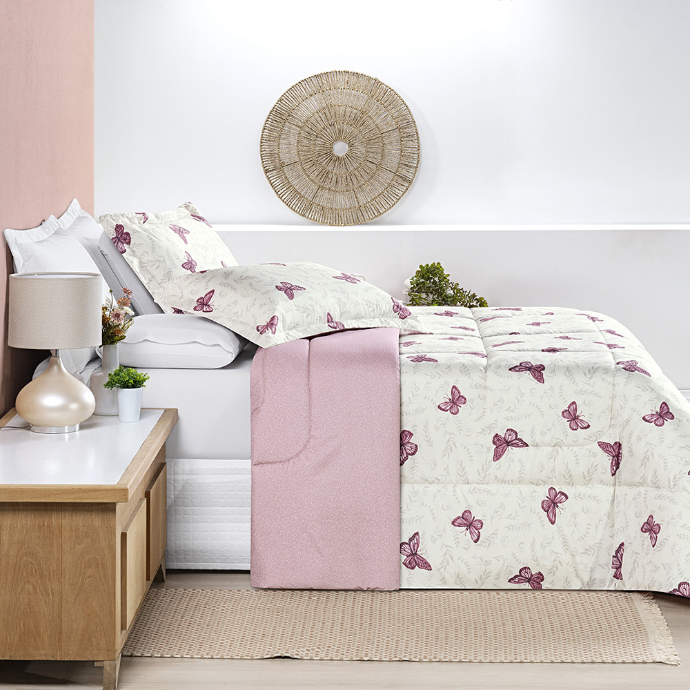 Kit Edredom King 3 Peças Avere 200 Fios Dupla Face Borboletas - Linda ...