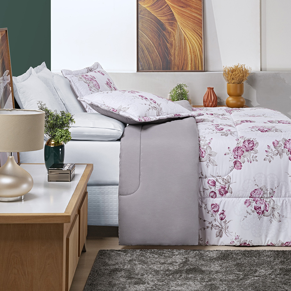 Kit Edredom King 3 Peças Avere 200 Fios Dupla Face Lilac - Linda Casa ...
