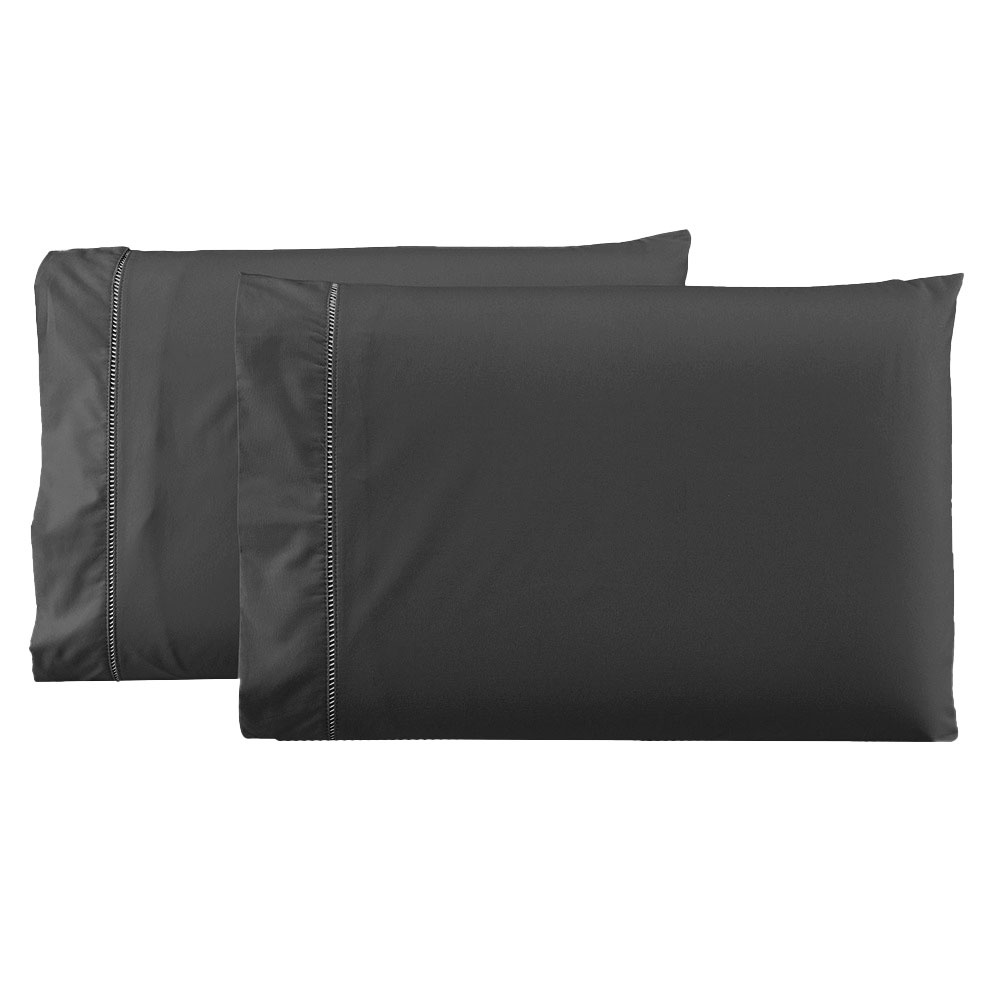Par de Fronhas 50x70cm Percal 400 Fios Ponto Palito Grafite - Linda ...