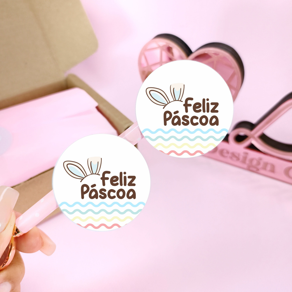 Cartela adesivos Feliz Páscoa - Colors 4cm - Line Design Criativo