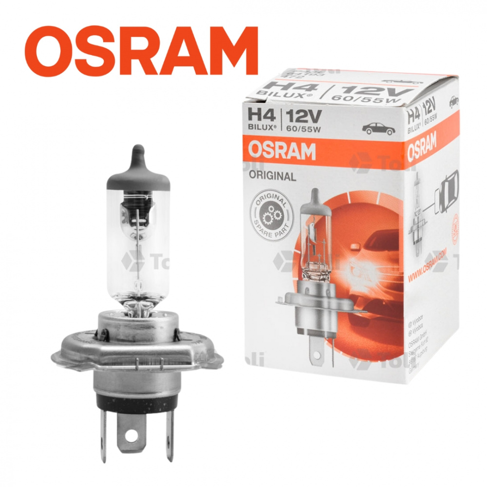 LÂMPADA H4 OSRAM 12V 60/55W P43T HALOGENA ORIGINAL - LOJA KLAMAR