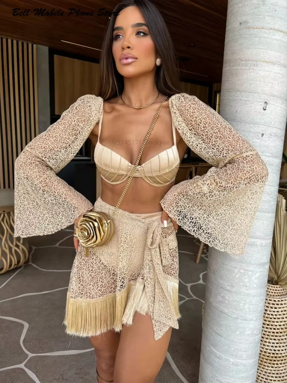 Conjunto top e saia com franjas - LOJA LUK