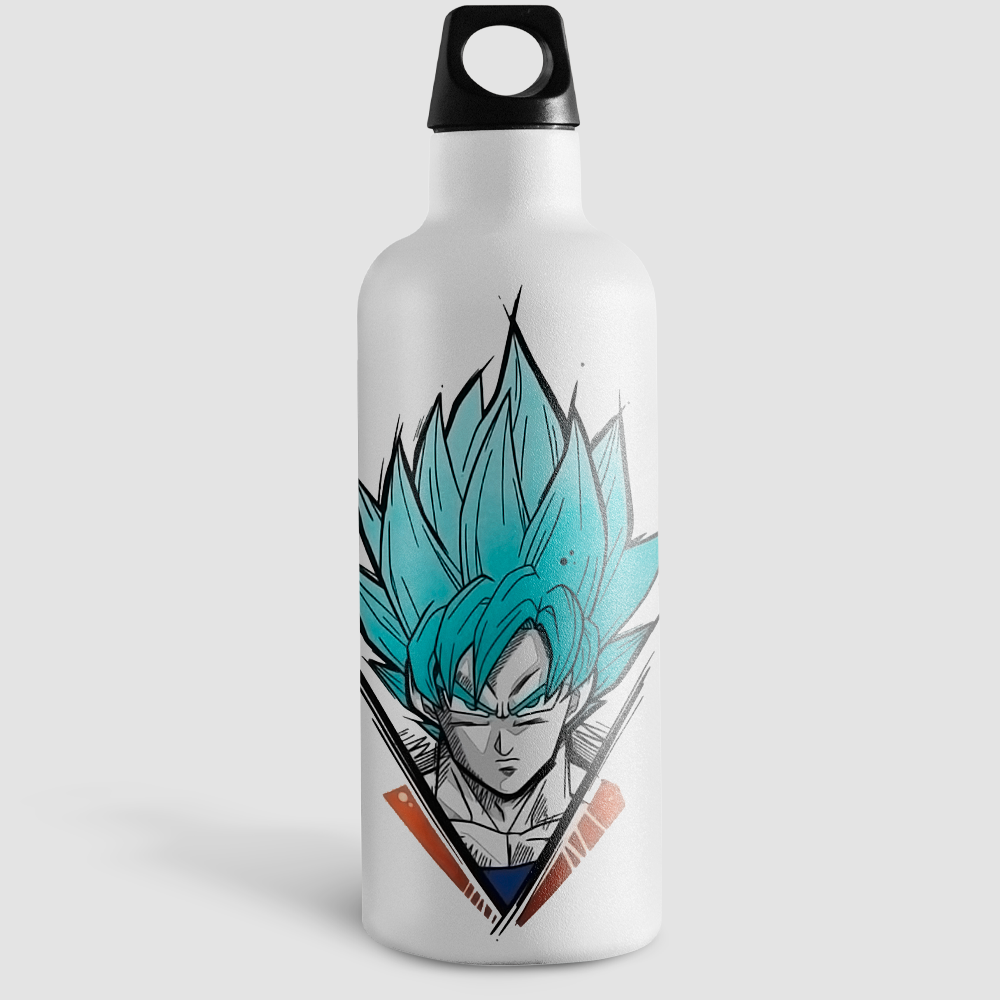 Garrafinha branca Goku Super Seyan Blue - Dragon Ball - Loja Mago Nerd