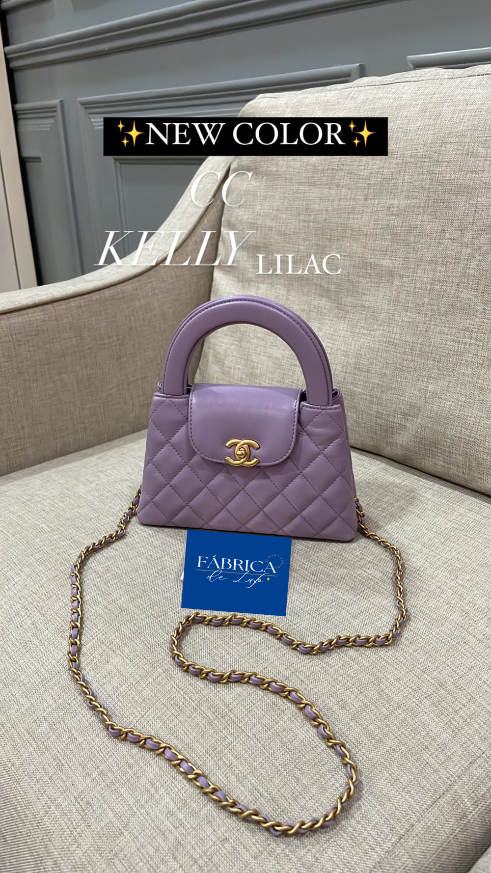 Bolsa Chanel Kelly Mini Lilás - Fábrica de Luxo - Fábrica de Luxo