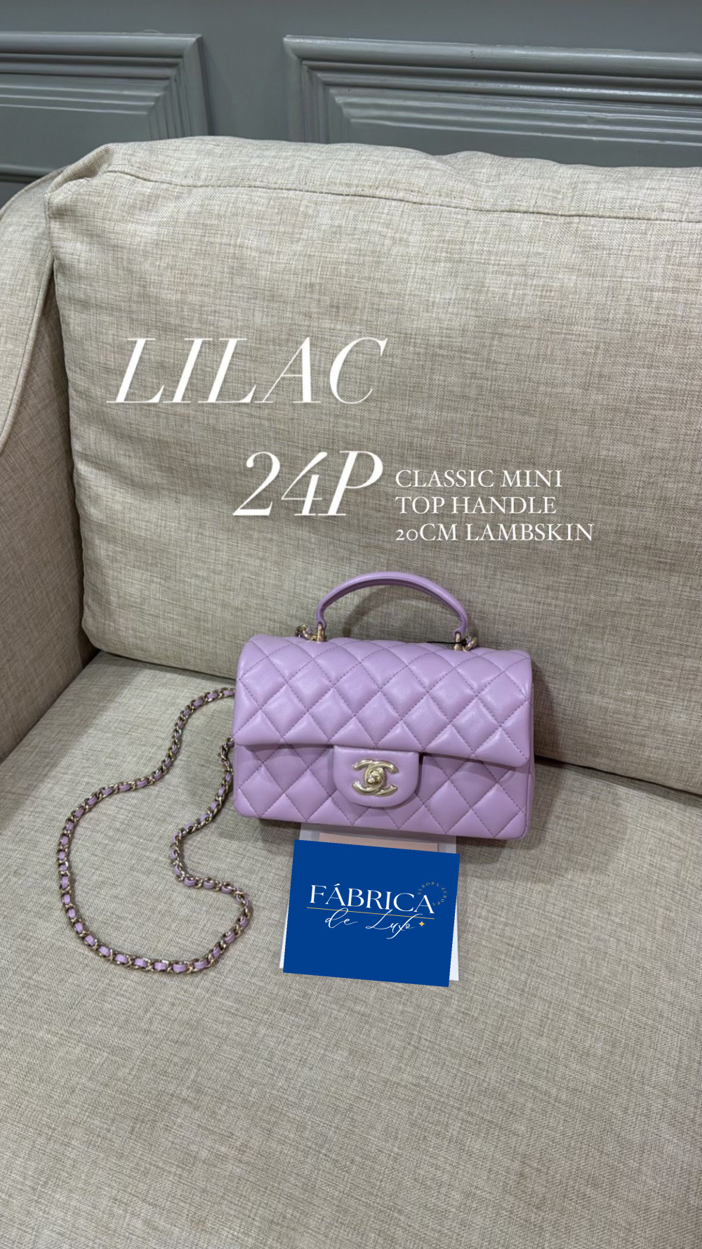 Bolsa Chanel Top Handle Flap Mini Rectangular Lambskin Lilás - Fábrica ...