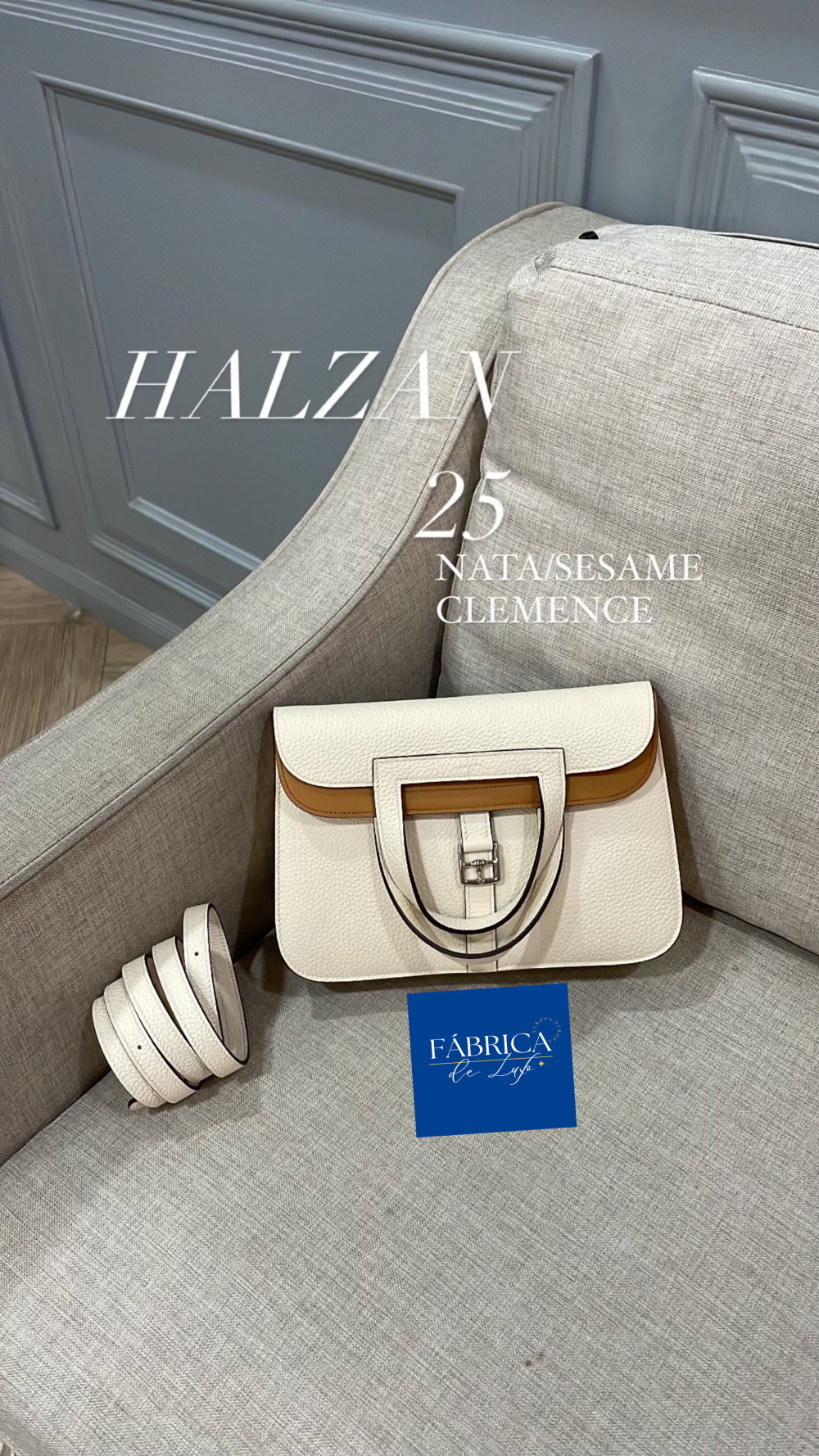 Bolsa Hermes Clemence Halzan 25 Off-White - Fábrica de Luxo - Fábrica ...