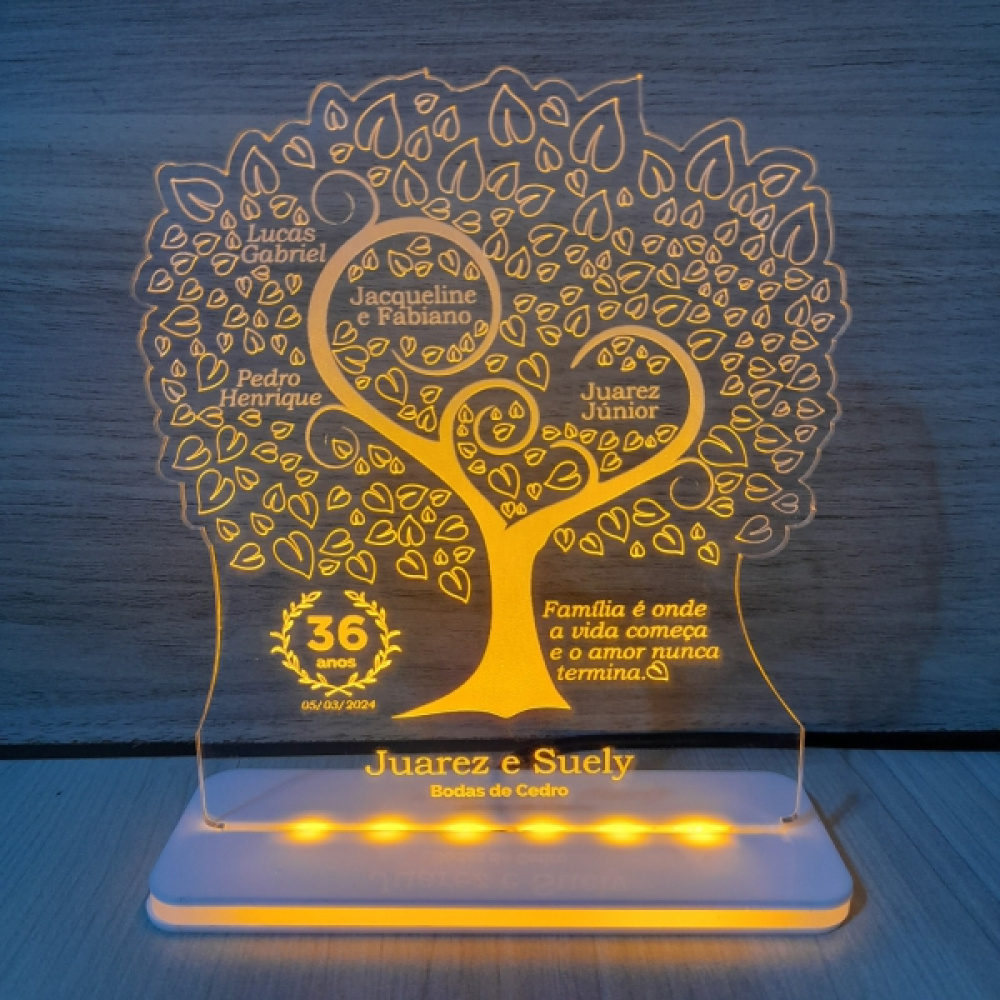 Luminária Bodas de Cedro - 36 anos de casados - Luminarias Personalizadas Luminária Bodas de Cedro - 36 anos de casados - Luminarias Personalizadas