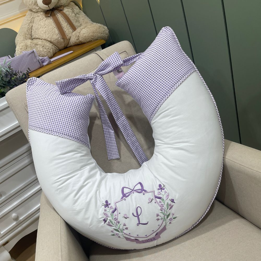 Almofada de Amamentação Chess Lilás 200 Fios 4497 - Lunenê Baby