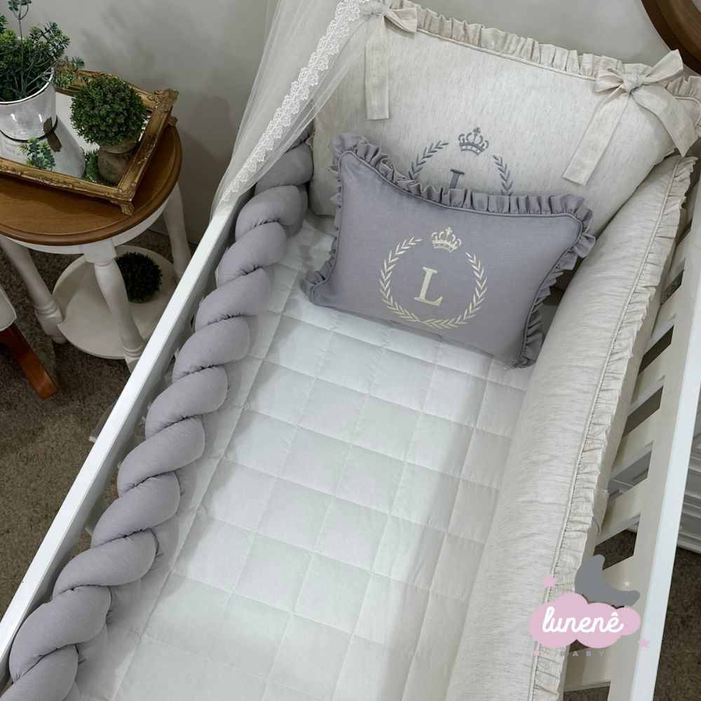 Enxoval de Berço Personalizado 08 Peças Linho Baby Imperial 200 Fios ...