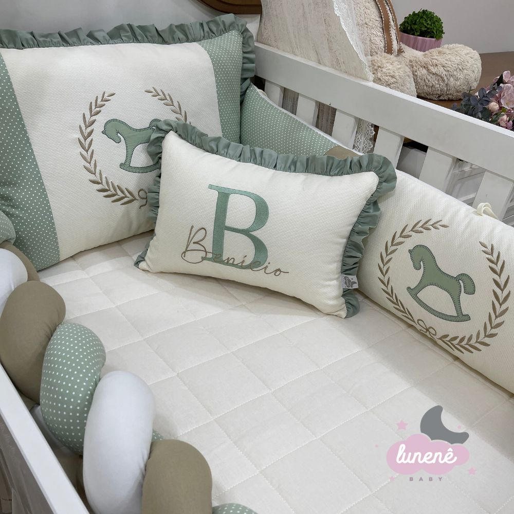 Enxoval de Berço Personalizado 07 Peças Baby Mix Cavalinho - Lunenê Baby