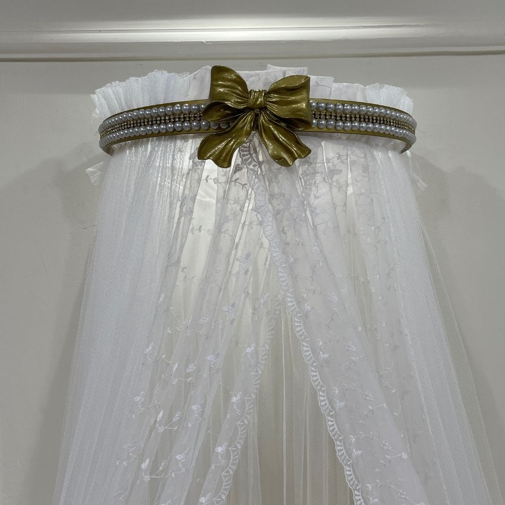 Mosquiteiro Dossel Tully Renda Florida Branca - Lunenê Baby