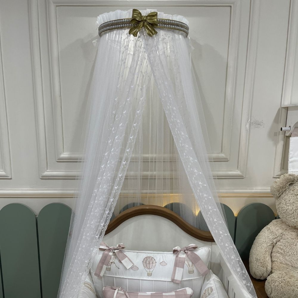 Mosquiteiro Dossel Tully Renda Florida Branca - Lunenê Baby